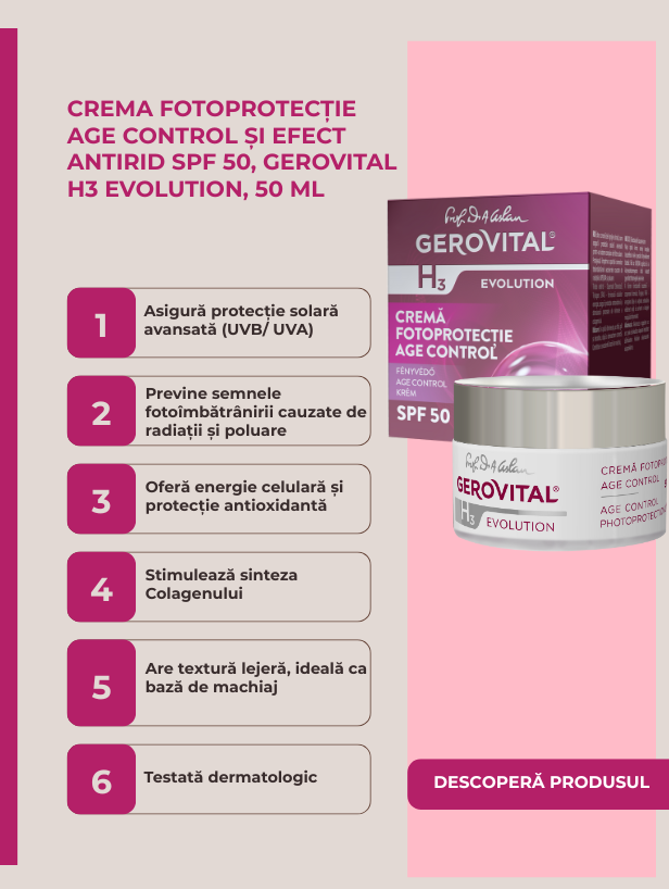 NEW Farmec Gerovital H3 Evolution Age Control Photoprotection SPF 50 ...